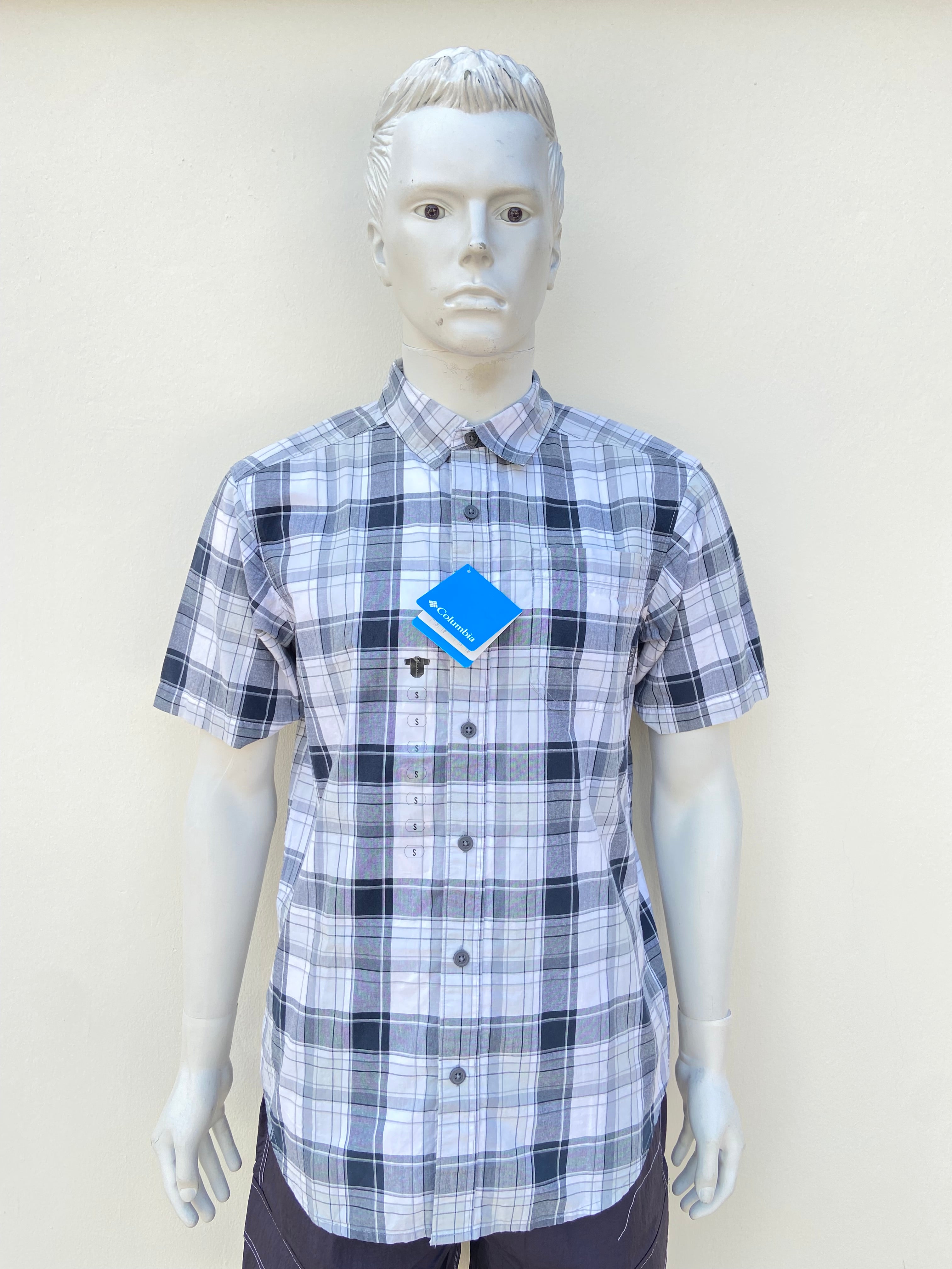 Camisa COLUMBIA Original gris con cuadros en color blanco y negro ...